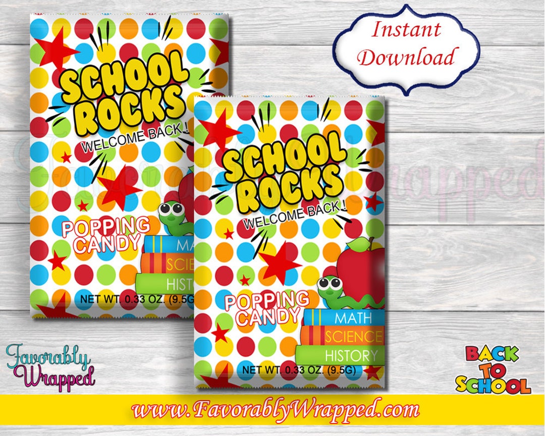 Back to School Popping Candy Wrappers-pop Rock Wrappers-welcome Back to ...