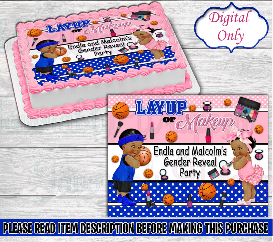 Layup or Makeup 1/4 Sheet Cake-layup or Makeup Gender Reveal-layup or ...