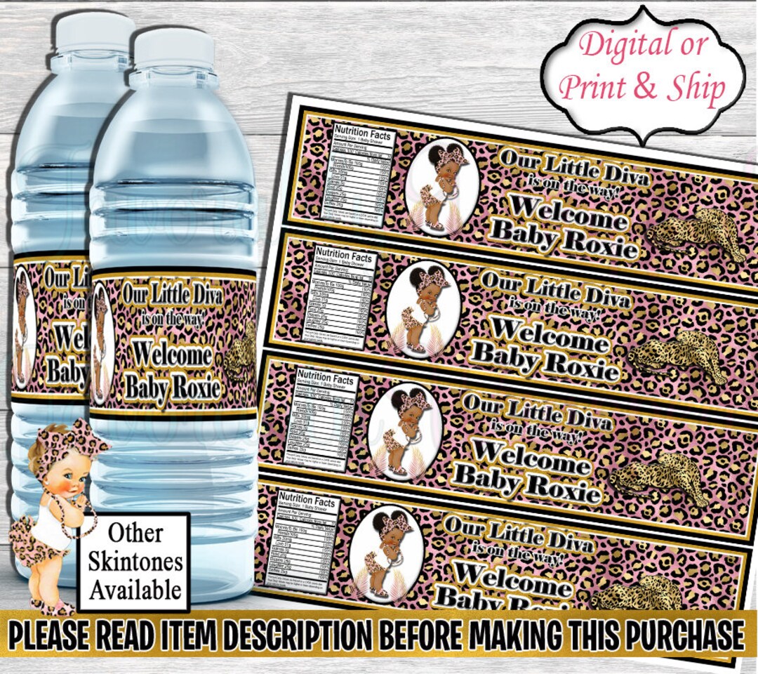 Cheetah Water Labels-cheetah Baby Shower-cheetah Chip Bag-safari Water ...