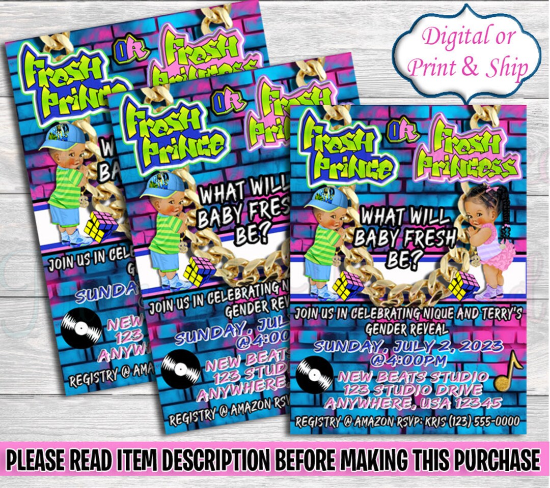 Fresh Prince or Fresh Princess Invitation-fresh Prince or Fresh ...