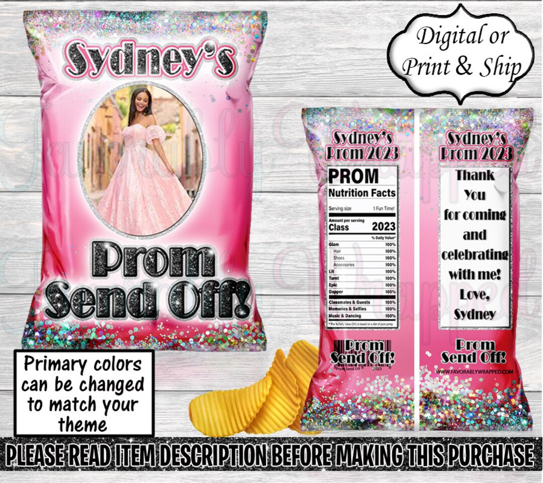 Prom Send off Chip Bag-prom Chip Bag-prom Favor Bag-prom Party-prom ...