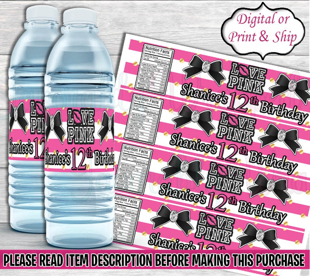 Victoria Secret Love Pink Water Label-victoria Secret Water-vs Birthday ...