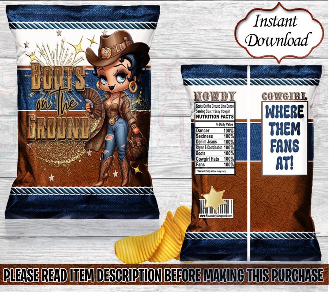 Boot on the Ground Chip Bag-where Them Fans at Chip Bag-cowgirl Chip ...