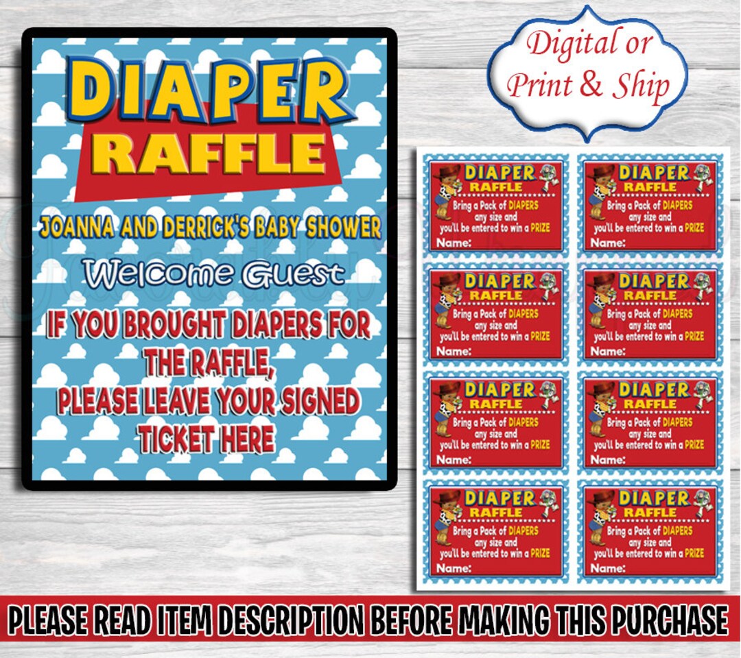 Its a Boy Story Diaper Raffle Sign and Tickets-toy Story Baby Shower ...