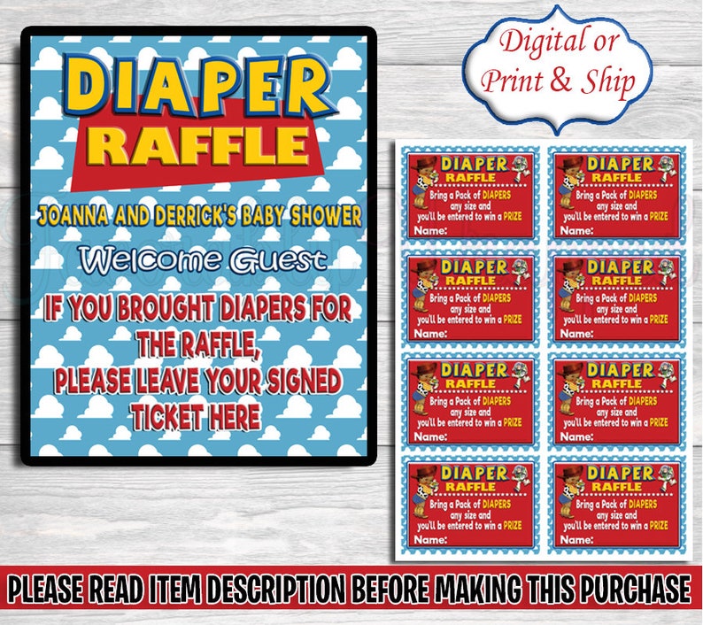 Its a Boy Story Diaper Raffle Sign and Tickets-toy Story Baby Shower ...