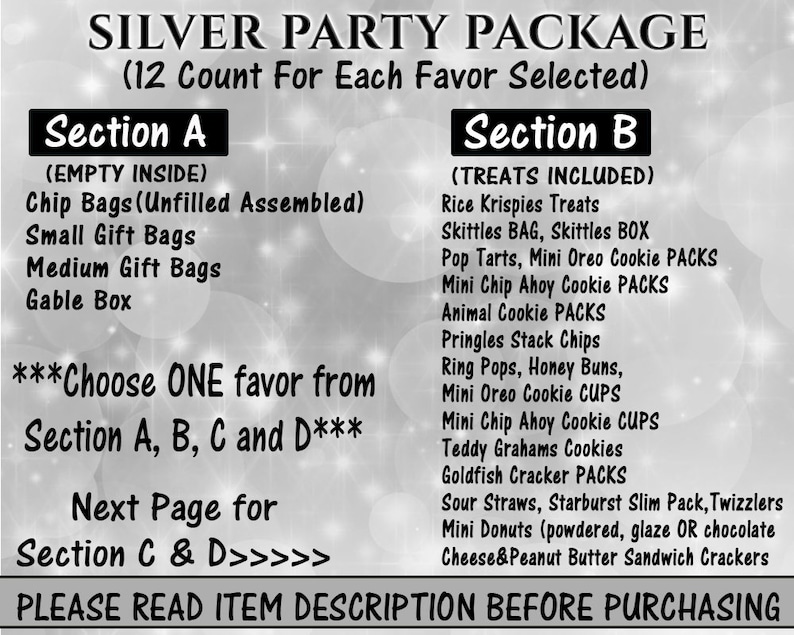 Silver Party Package-party Packages - Etsy