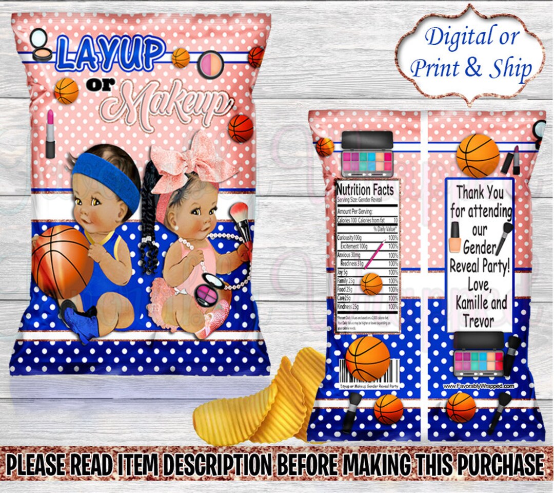 Layup or Makeup Chip Bag-layup or Makeup Gender Reveal Party-free ...