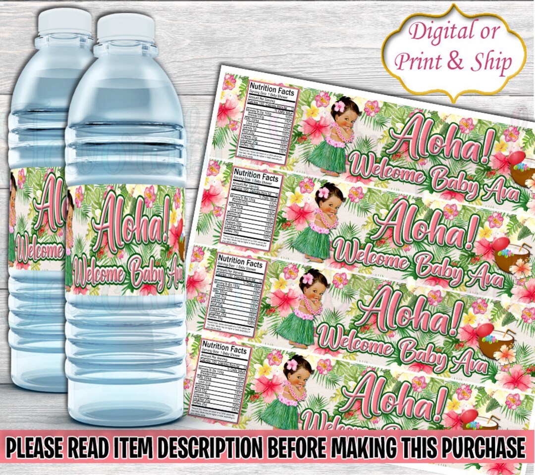 Aloha Baby Water Label-hawaiian Water Label-luau Water Label-luau Party ...