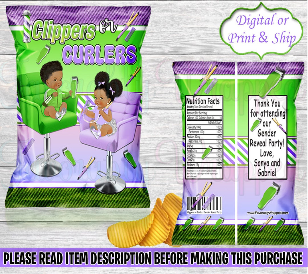 Clippers or Curlers Chip Bag-clippers or Curlers Gender Reveal-fades or ...