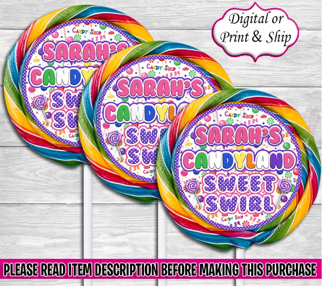 Candyland Lollipop Label-candyland Birthday-candyland Party-candyland ...