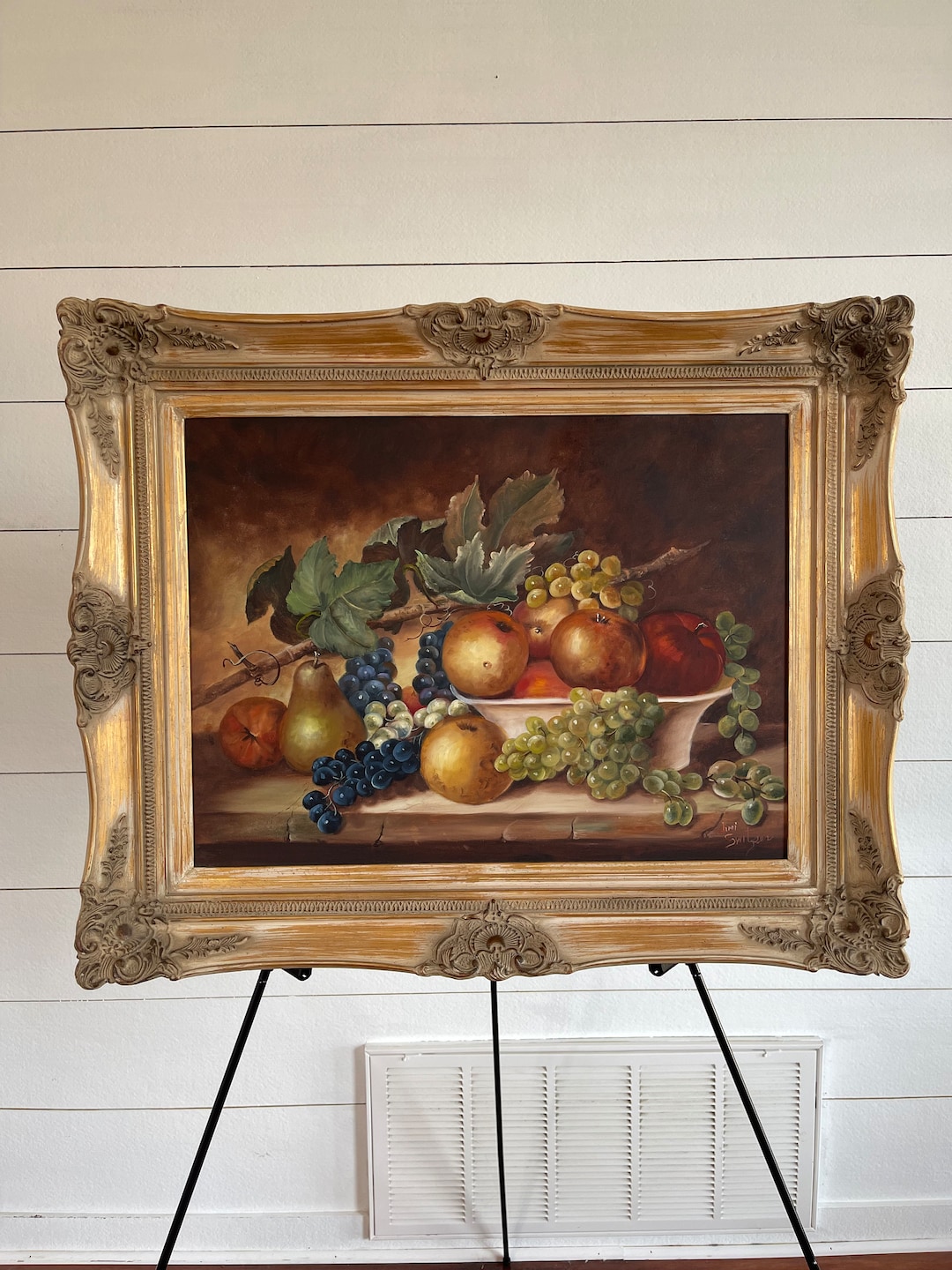 Vintage Still Life Bowl of Fruit Oil Painting Signed by Artist - Etsy