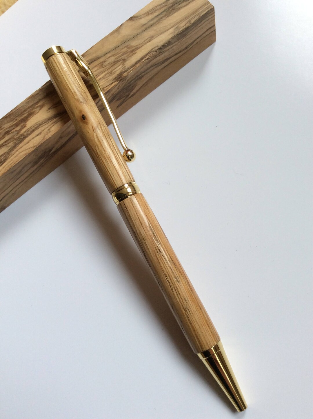Handcrafted Oak Pen With Gold Finish - Etsy