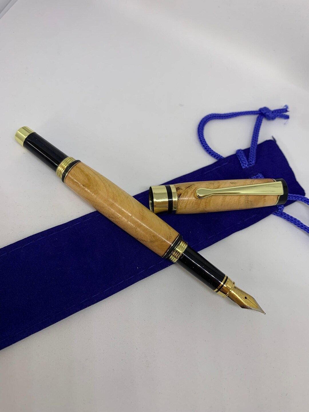 Cherry Wood Fountain Pen With Gold Fittings, Handcrafted in Scotland - Etsy