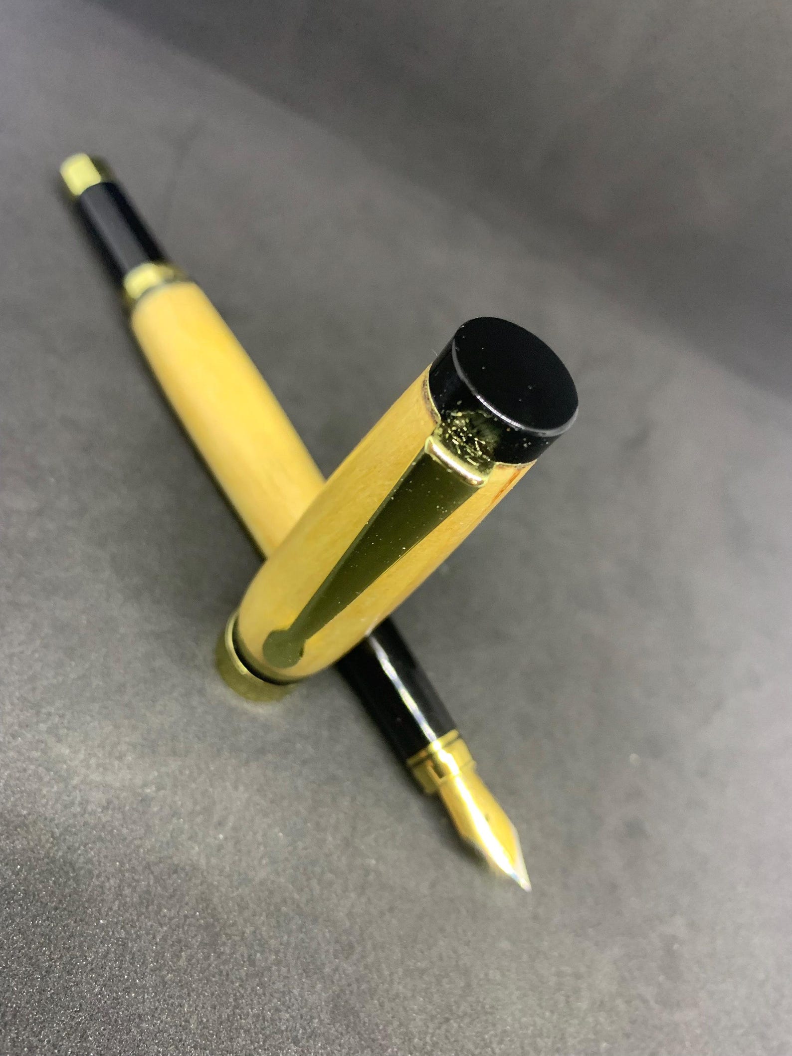 Handcrafted Fountain Pen in British Willow Wood Finished in Gold ...
