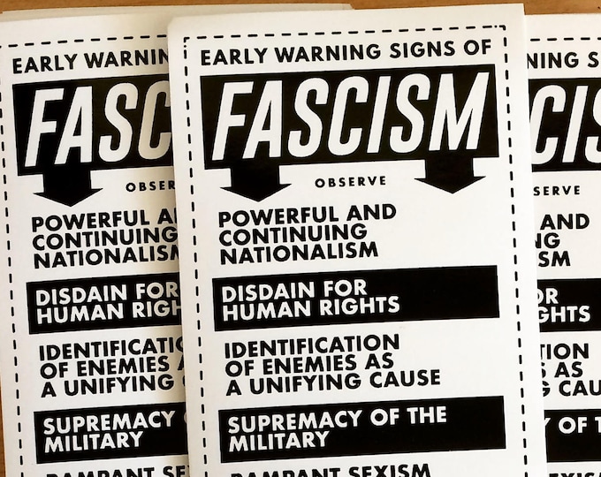 The early Warning Signs of Fascism Sticker - Etsy