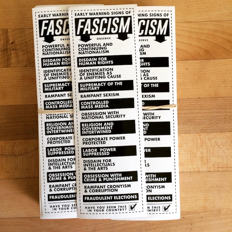 The "early Warning Signs of Fascism" Sticker - Etsy Canada