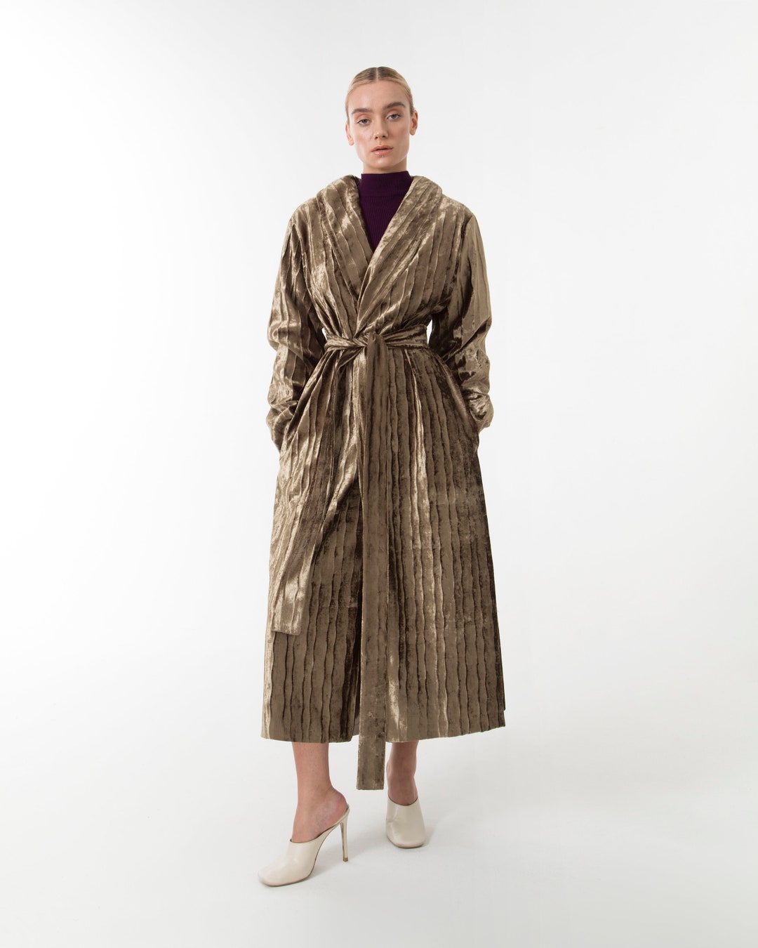 Golden Velvet Coat, Vintage Jacket, Velvet Trench Coat, Velvet Jacket ...