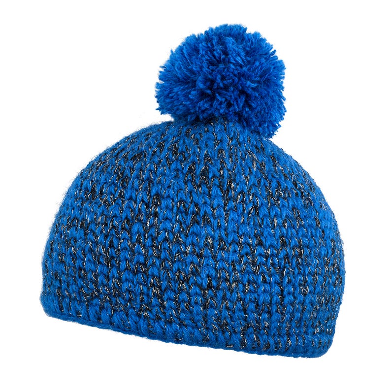 Blue Pompon Hat, Puff Ball Beanie, Hand Knitted Winter Hat, Hand Woven ...