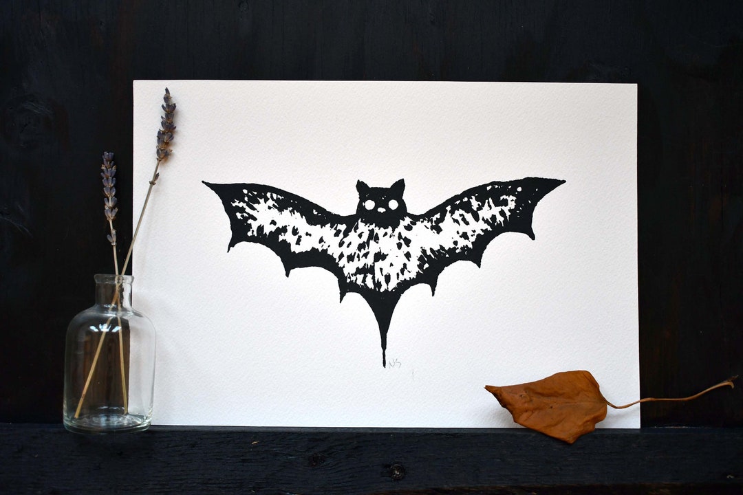 Flying Bat Art Print, Bat Wall Decor - Etsy