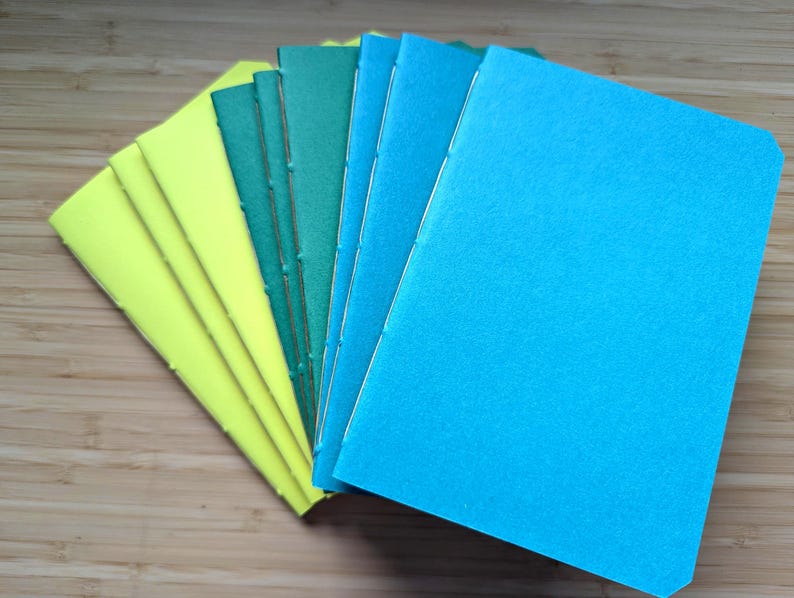 Handmade A6 Notebook - Stitch Bound Spine, Cardstock Cover, 48 Pages of ...