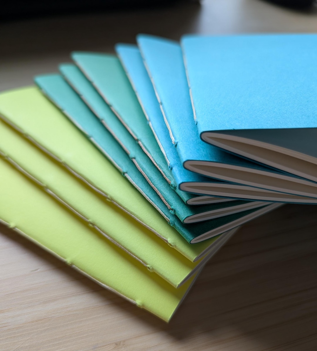 Handmade A6 Notebook - Stitch Bound Spine, Cardstock Cover, 48 Pages of ...