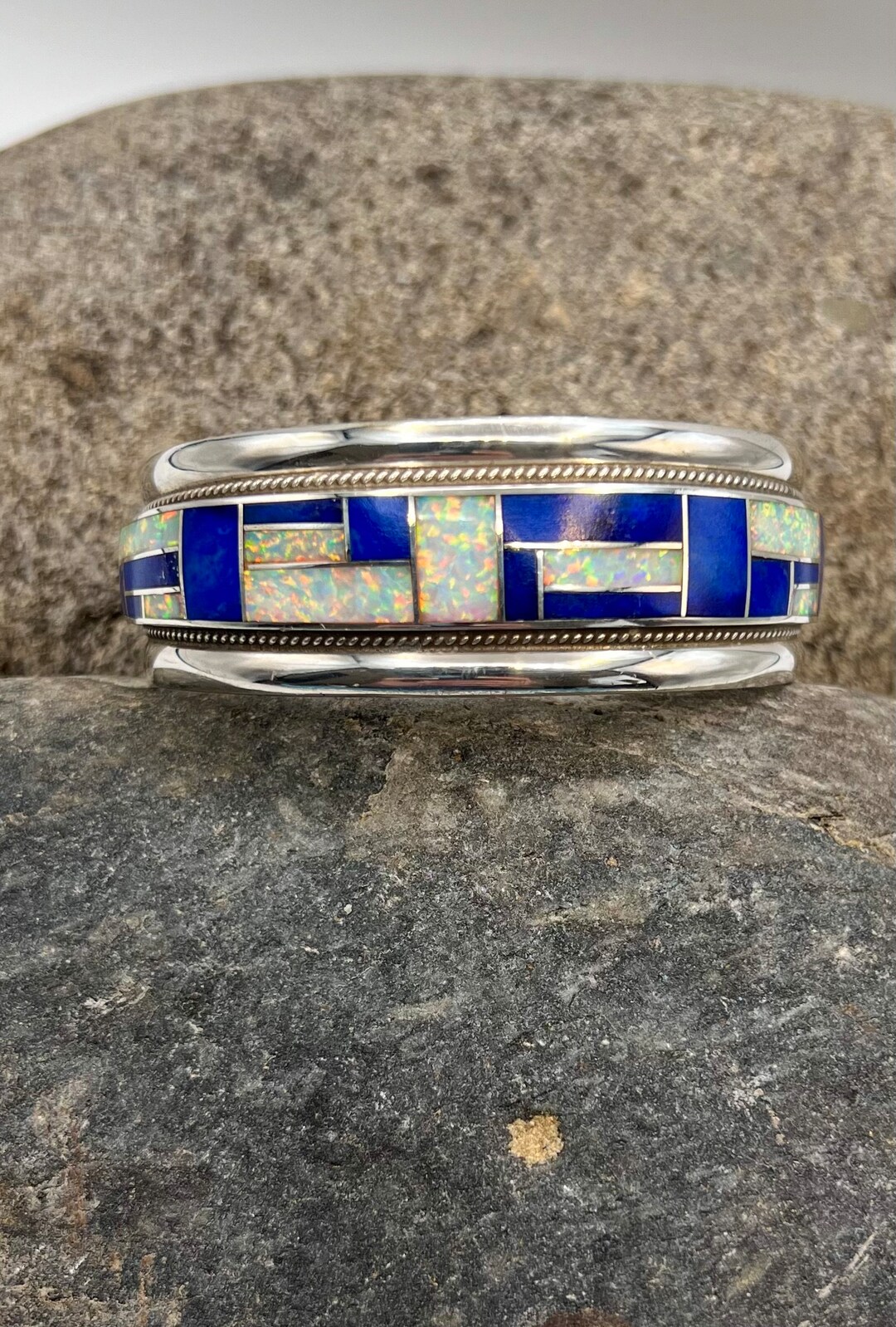 Rickell Glendora Booqa Zuni Sterling Silver Lapis Opal Multi Stone ...