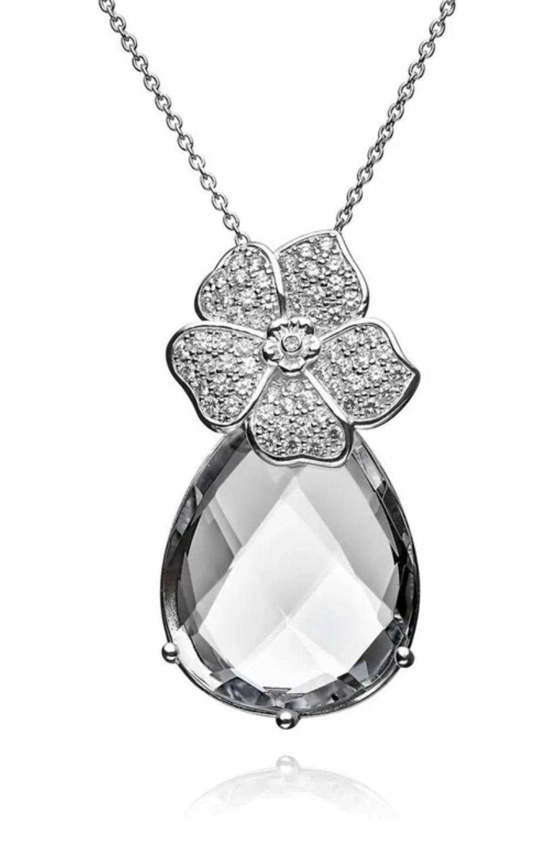 Amanda Jaron Designer Sterling Silver Floral Quartz CZ Enhancer Pendant ...