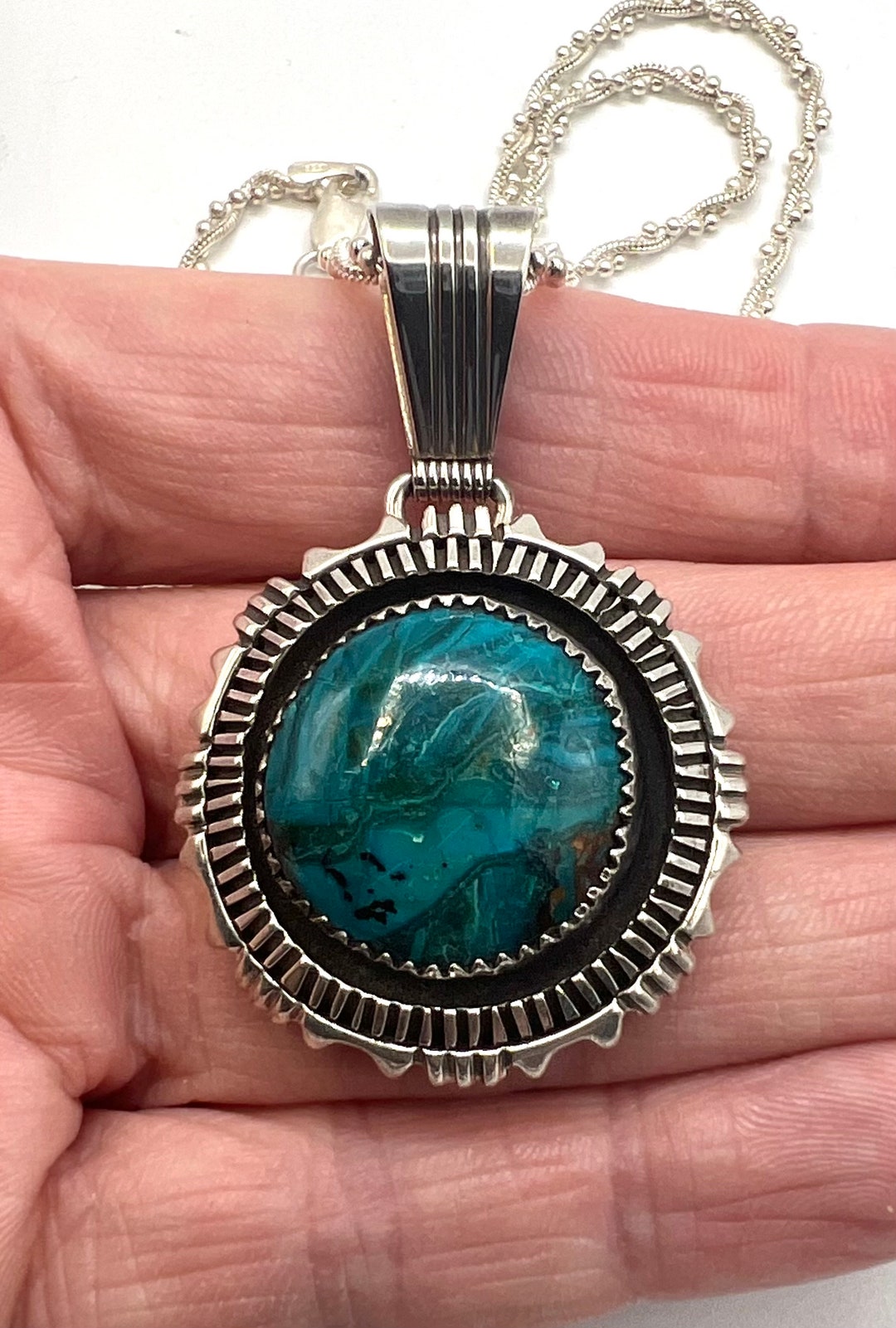 Loren Thomas Begay Signed Navajo Sterling Silver Natural Azurite ...