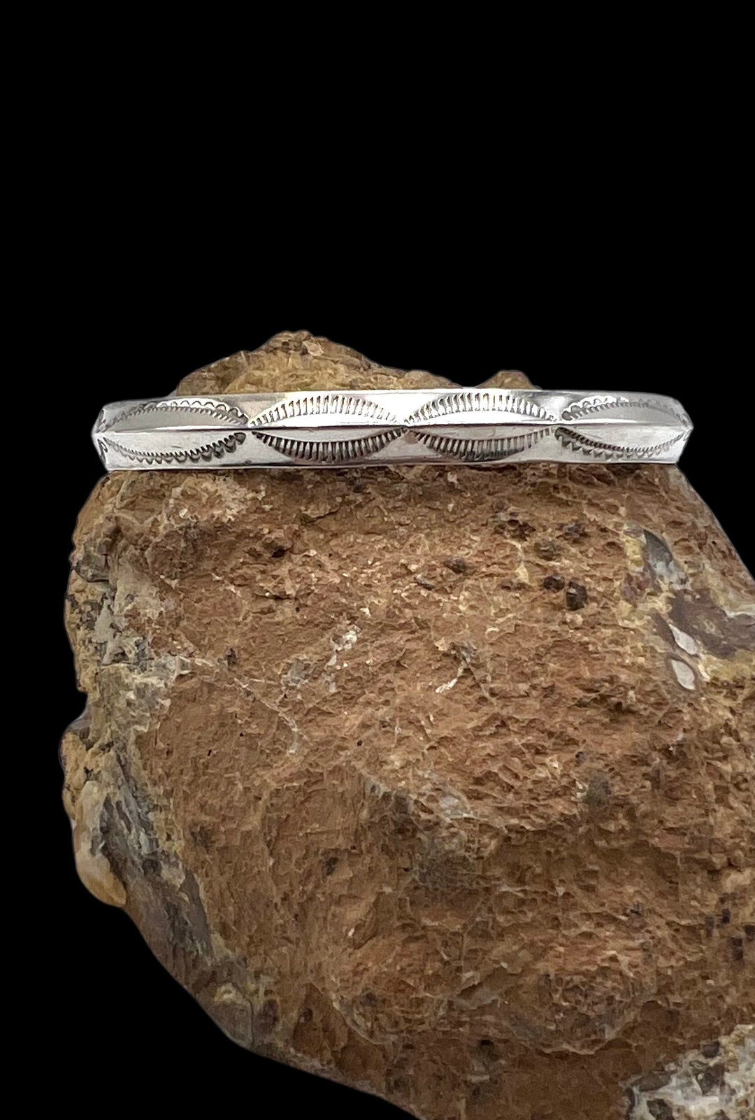 Vintage Navajo Handmade Stamped Sterling Silver Cuff Bracelet 6 7/8 ...