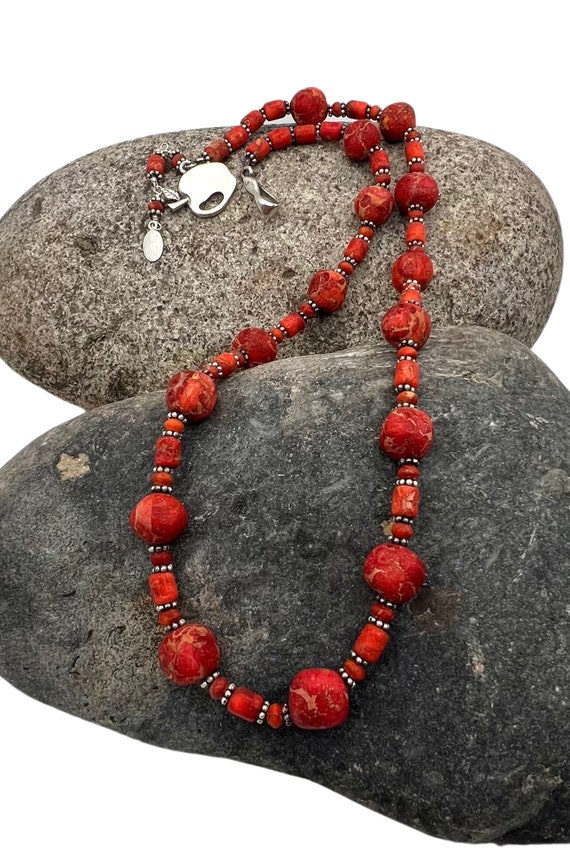 sterling silver coral necklace - Gem