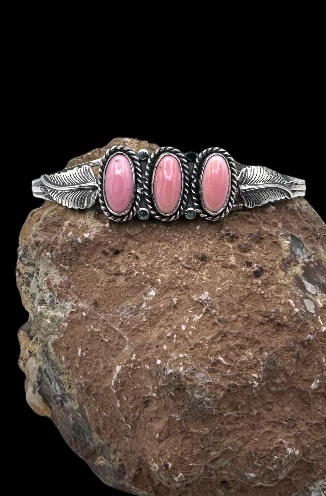 Signed Navajo Native American Sterling Silver Pink Conch Cuff ...