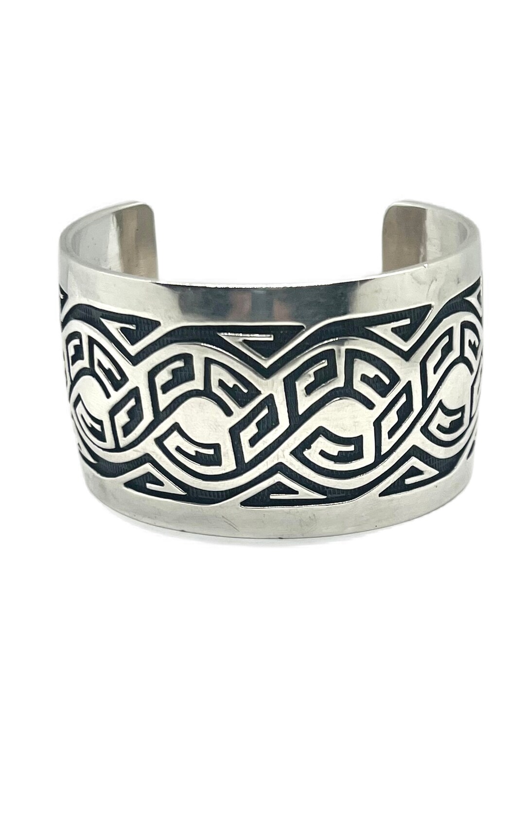 George Begay Signed Navajo Handmade Sterling Silver Overlay Cuff ...