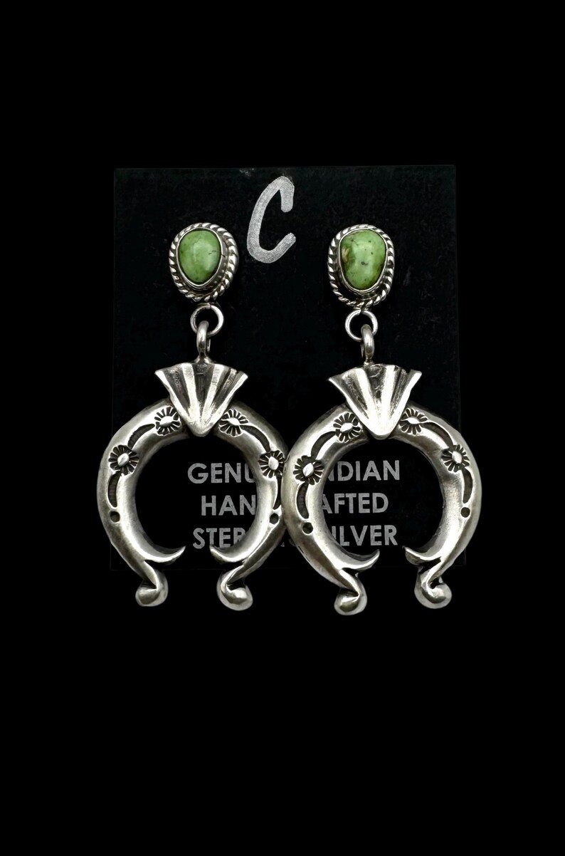 Adrienne Gordon Navajo Sterling Silver Palomino Turquoise Naja Dangle Earrings, Turquoise ...