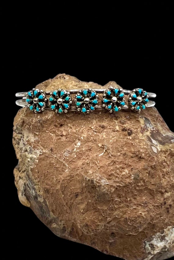 Native American Zuni Sterling Silver Turquoise Bracel… - Gem