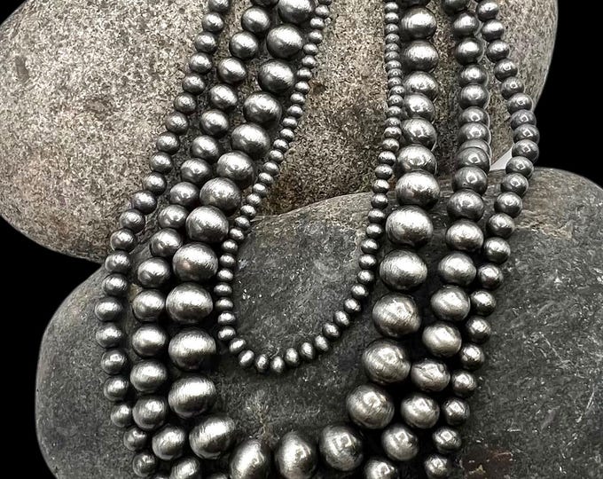 Four Southwest Handmade Silver Tone Faux Navajo Pearl Beaded Necklace ...