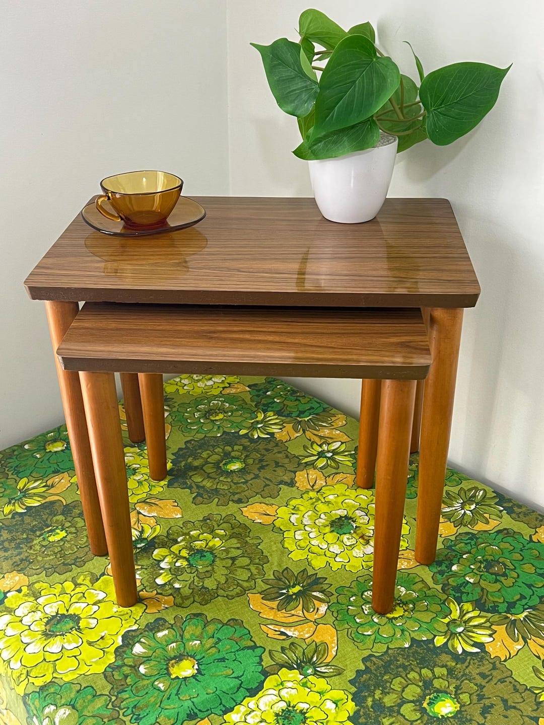 Vintage Retro Nesting Table Duo - Side Tables - Small Retro Tables ...