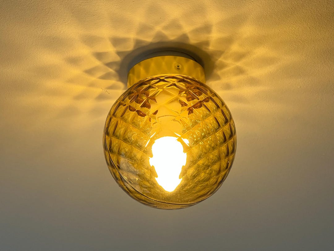 Vintage Amber Glass Light Shade ~ Easy DIY Amber Light Fitting ~retro ...