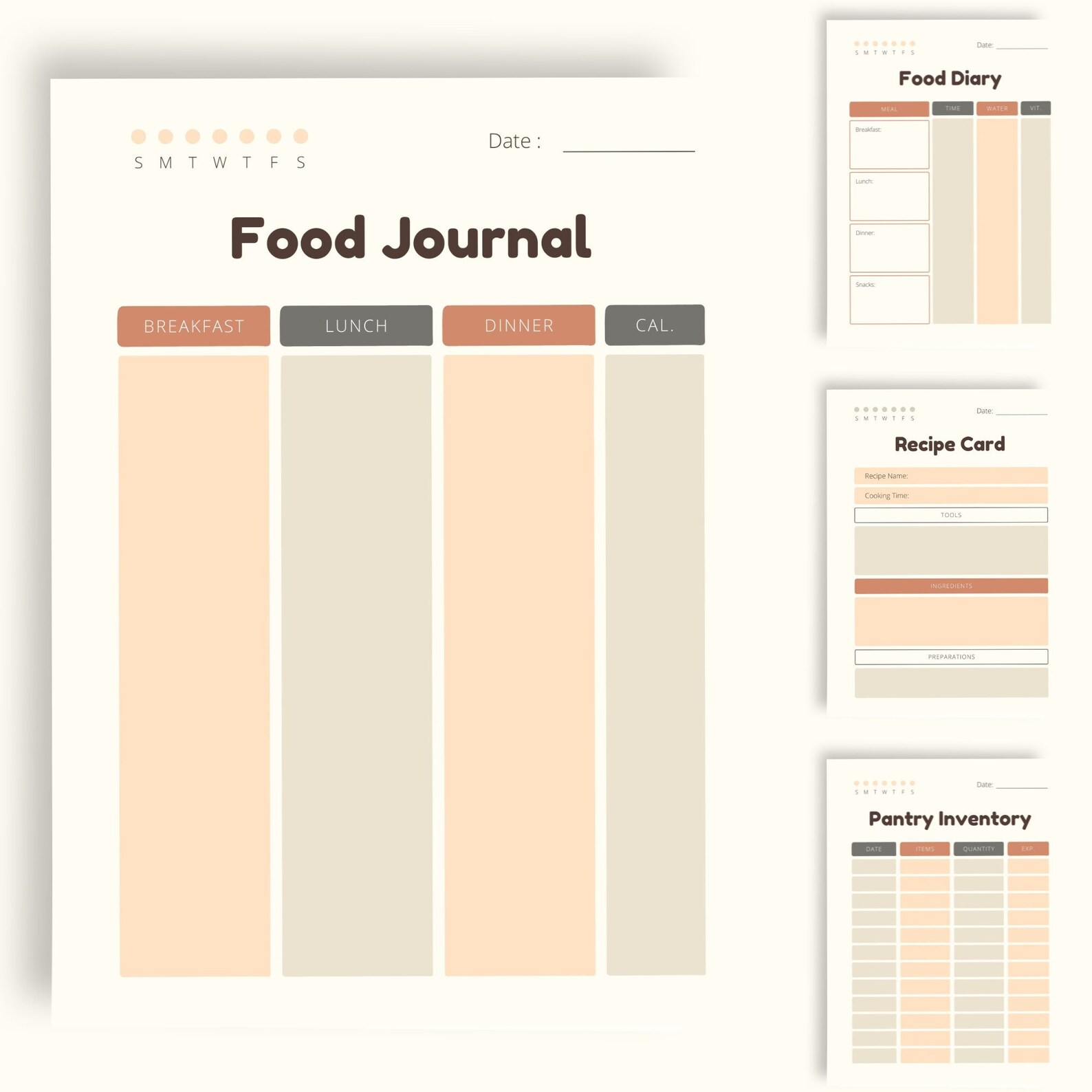 Printable Digital Recipe Book, Recipe Food Journal, Recipe Planner ...