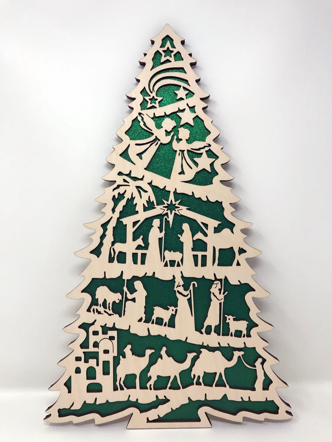 Handcrafted Wooden Nativity Tree - Etsy