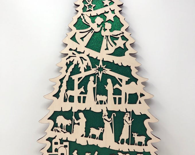 Handcrafted Wooden Nativity Tree - Etsy