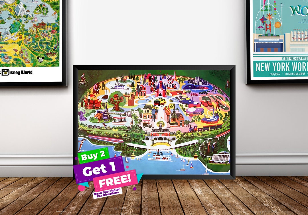 Disney World Map Vintage Resort Poster | WDW Retro Print - Etsy