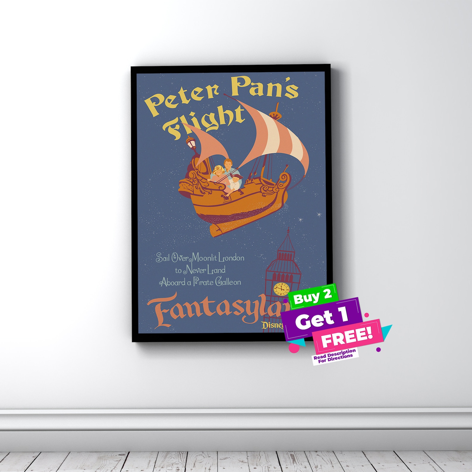 Peter Pan's Flight Vintage Disney Parks Poster | Etsy
