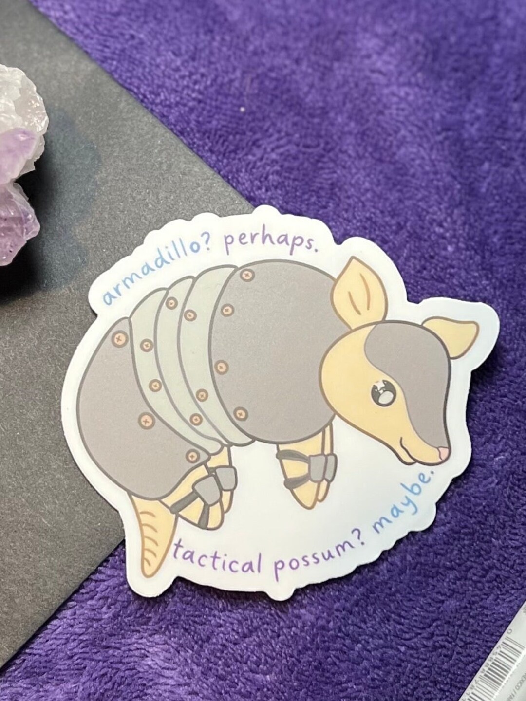 Tactical Possum Armored Armadillo Sticker | Funny Animal Stickers, Armadillo Stickers, Possum ...