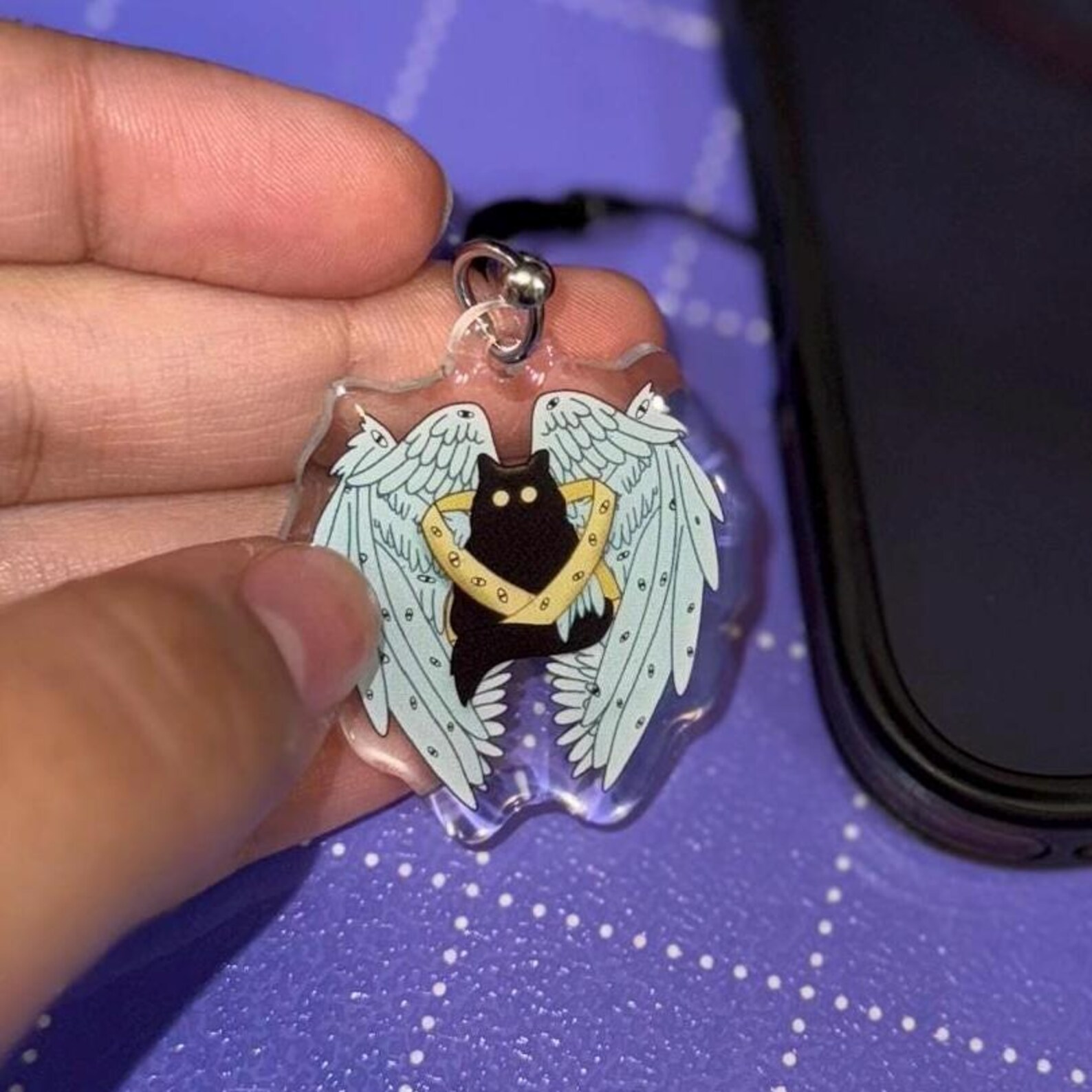 Biblically Accurate Angel Cat Phone Charm 1.5in| Cat Acrylic E-reader ...