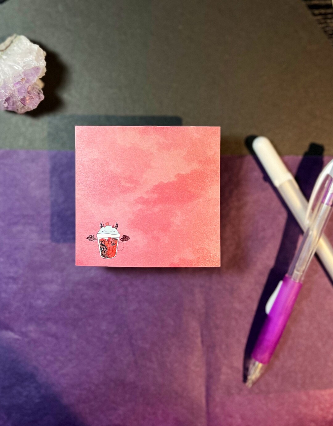 Bat Bubble Tea Sticky Note Milk Tea Stationery, Boba Tea Sticky Notes ...