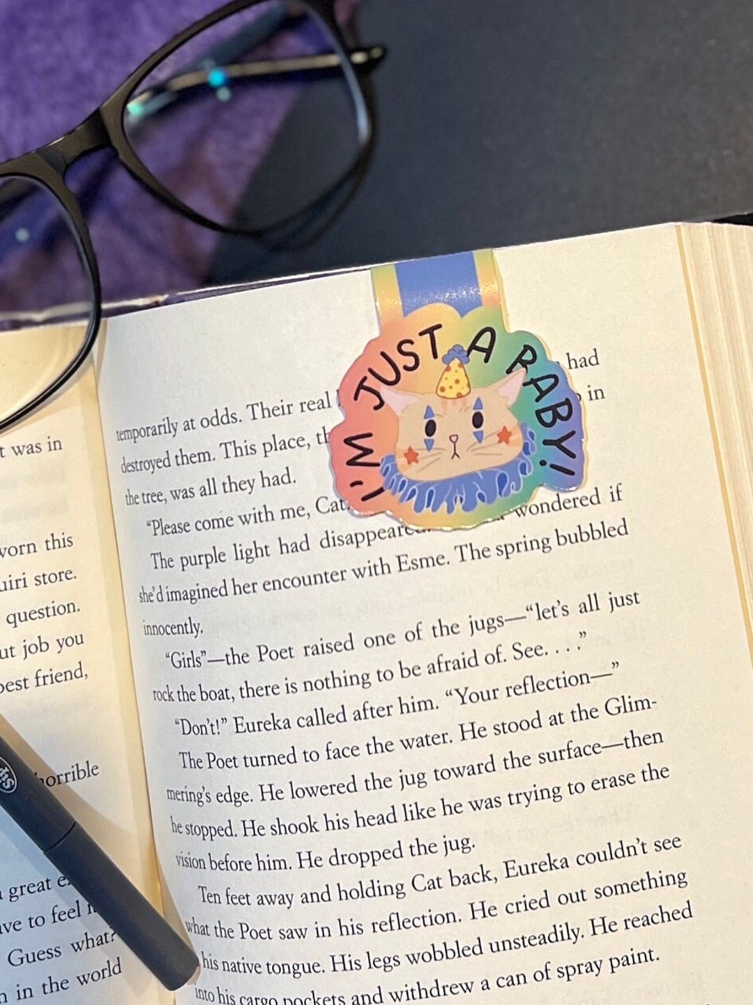 Cat Clown Magnetic Bookmark| Sad Clown Bookmark, Cute Orange Tabby Cat ...