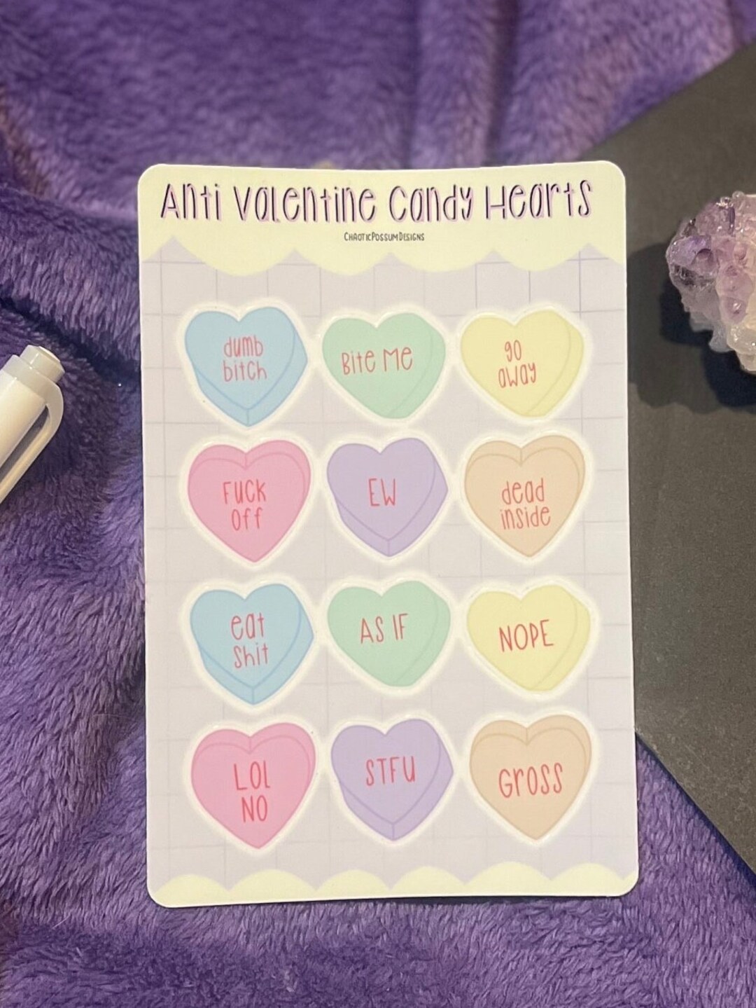 Rude Conversation Heart Stickers | Anti Valentine’s Day Sticker, Heart ...