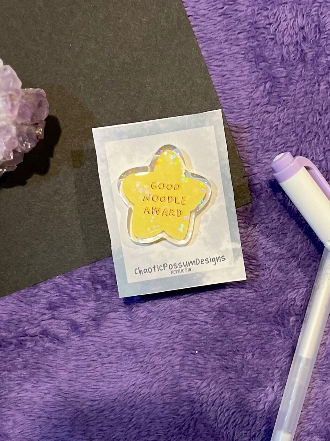 Good Noodle Acrylic Pin (1.5)| Good Job Gold Star Award Pin ...