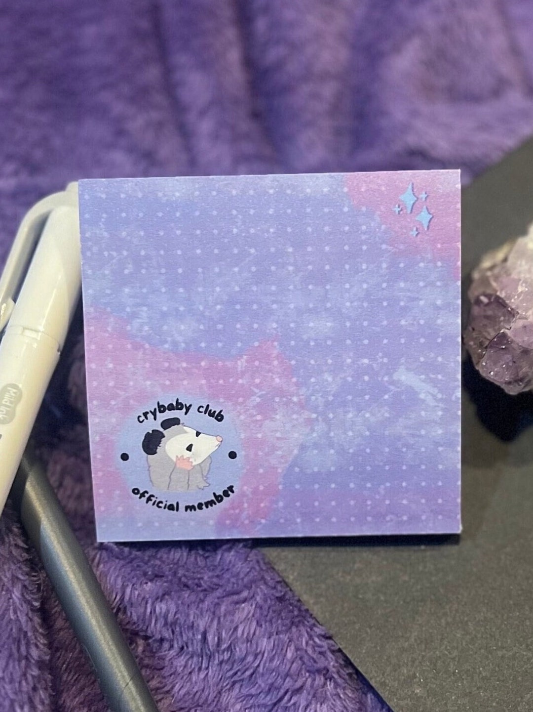 Crybaby Club Sticky Notes | Crying Possum Sticky Note, Dot Grid Sticky ...