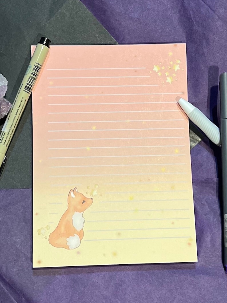 Starry Fox Notepad| Cottagecore Notepad, Cute Fox to Do List Notepad ...